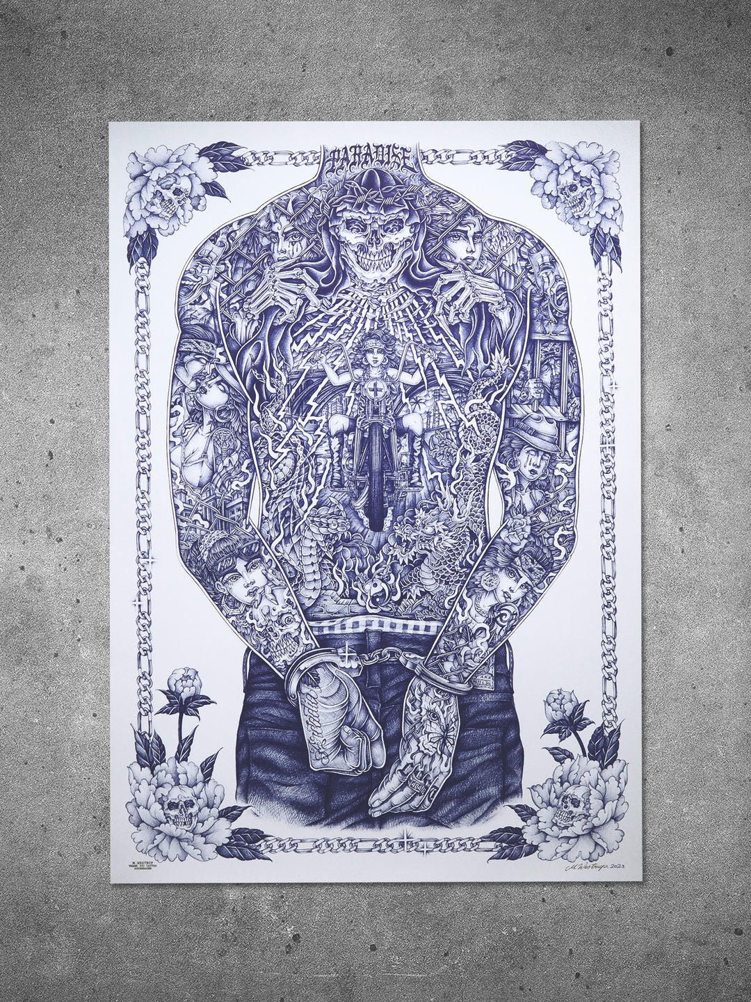 Mikkel Westrup Ballpoint Pen Poster 3 (male back) 70x100cm Blue ...