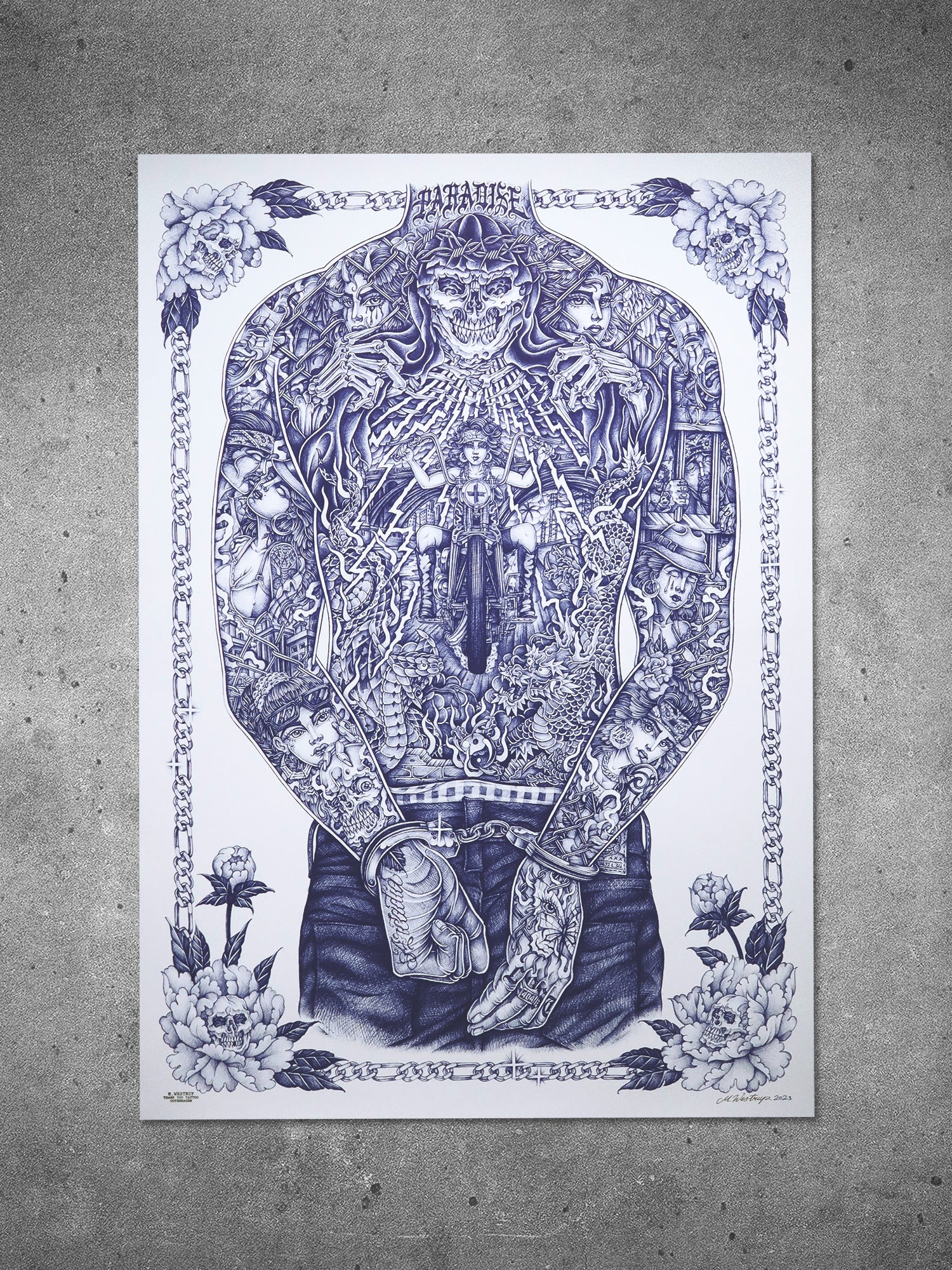 Mikkel Westrup Ballpoint Pen Poster 3 (male back) 70x100cm Blue ...