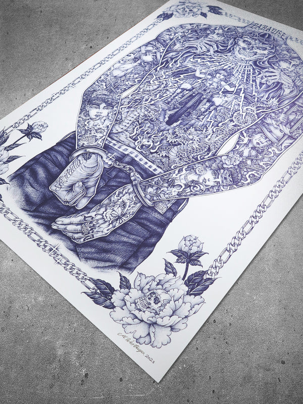 Mikkel Westrup Ballpoint Pen Poster 3 (male back) 70x100cm Blue ...