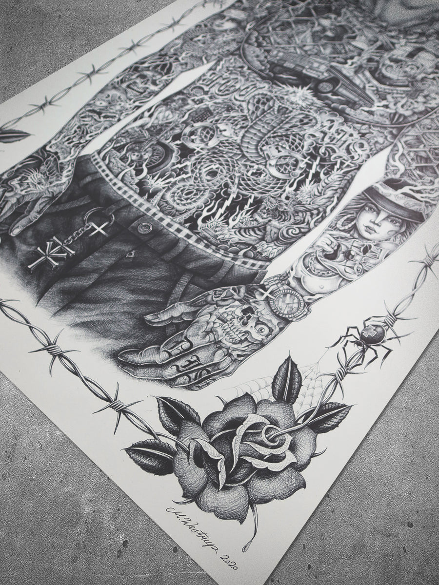 Mikkel Westrup Ballpoint Pen Poster 1 (male front) 70x100cm Charcoal ...