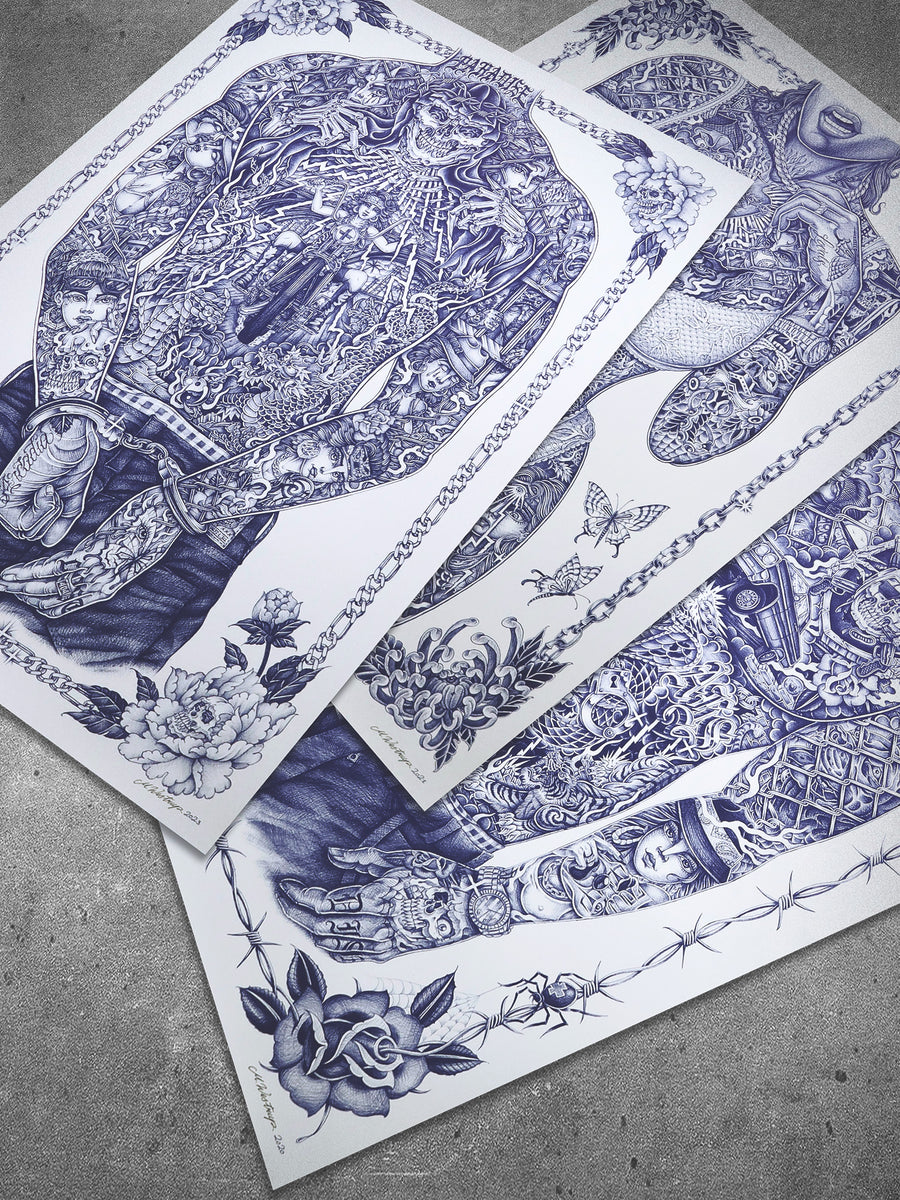 Mikkel Westrup Ballpoint pen posters 70x100cm Blue Bundle – Paradise404