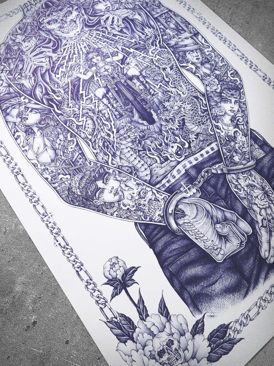Mikkel Westrup Ballpoint Pen Poster 3 (male back) 70x100cm Blue ...