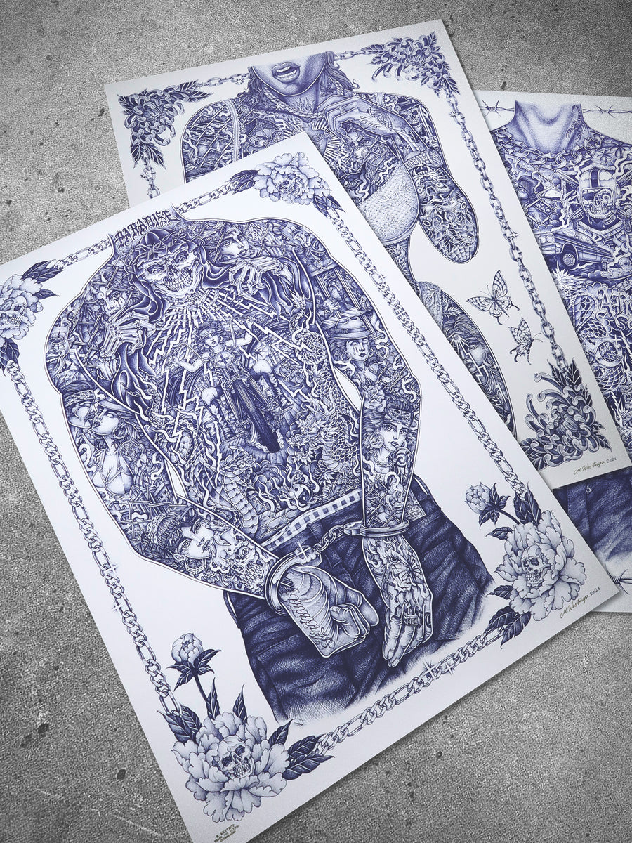 Mikkel Westrup Ballpoint pen posters 70x100cm Blue Bundle – Paradise404