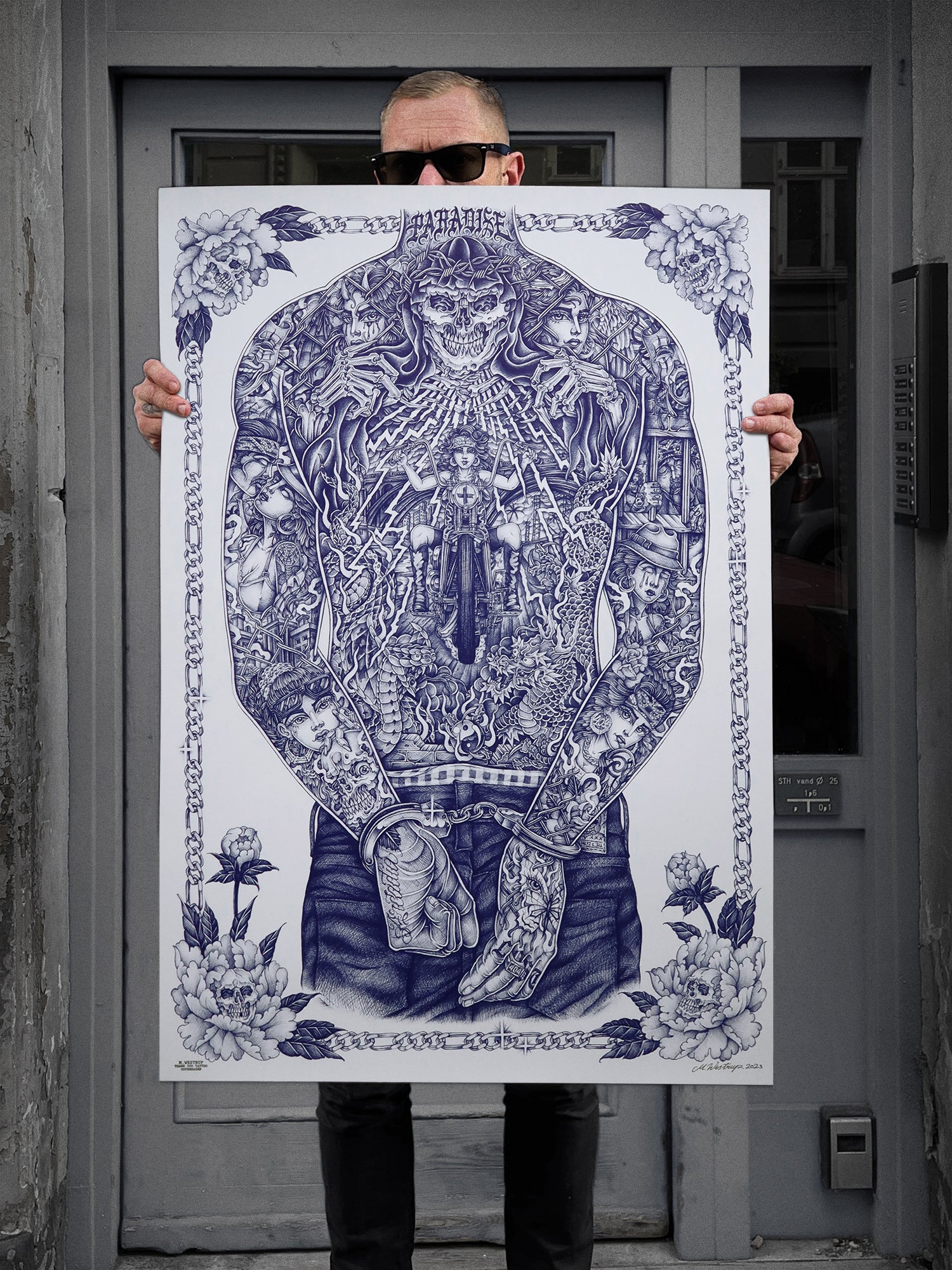 Mikkel Westrup Ballpoint Pen Poster 3 (male back) 70x100cm Blue ...